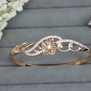 ACCEPT OFFER | Jewelry | Elegant Floral Design Rose Gold Bangle With ...